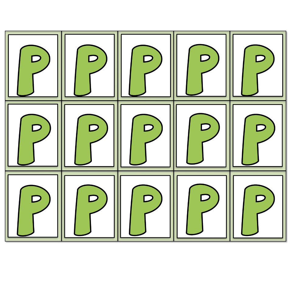 Brag Tags - Alphabet - Color Border - Uppercase P - Lucky Little Learners