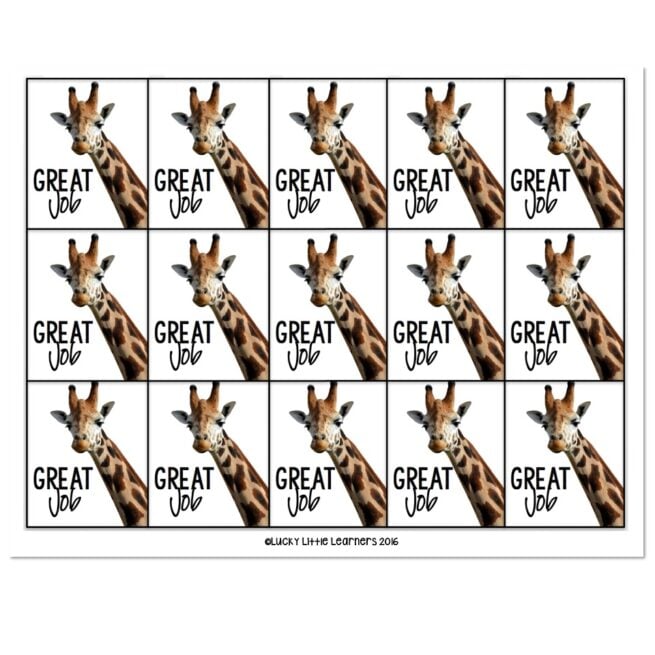 Brag Tags - Animal Friends - Great Giraffe - Lucky Little Learners