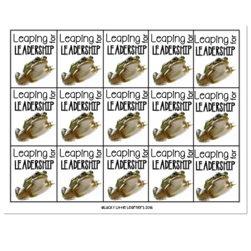 Brag Tags - Animal Friends - Leadership Frog - Lucky Little Learners