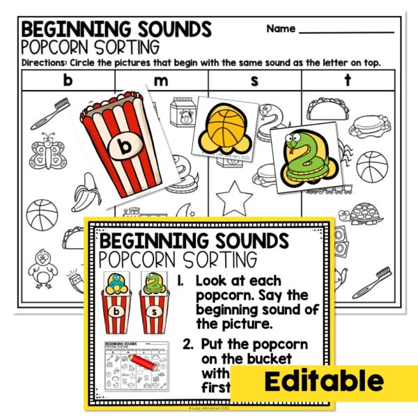 Editable - 1st Grade Phonemic and Phonological Center - Beginning ...