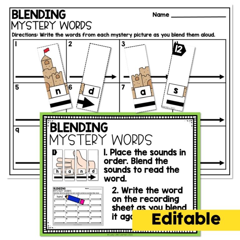 Editable - 1st Grade Phonemic and Phonological Center - Blending ...