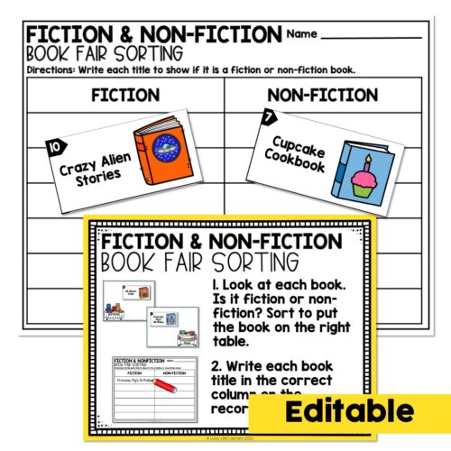 Editable - 1st Grade Reading Center - Fiction vs Nonfiction - Lucky ...