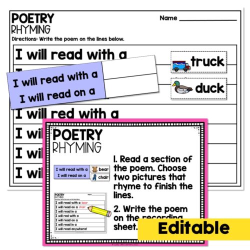 Editable - 1st Grade Reading Center - Poetry-Rhyming - Lucky Little ...