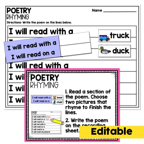 Editable - 1st Grade Reading Center - Poetry-Rhyming - Lucky Little ...