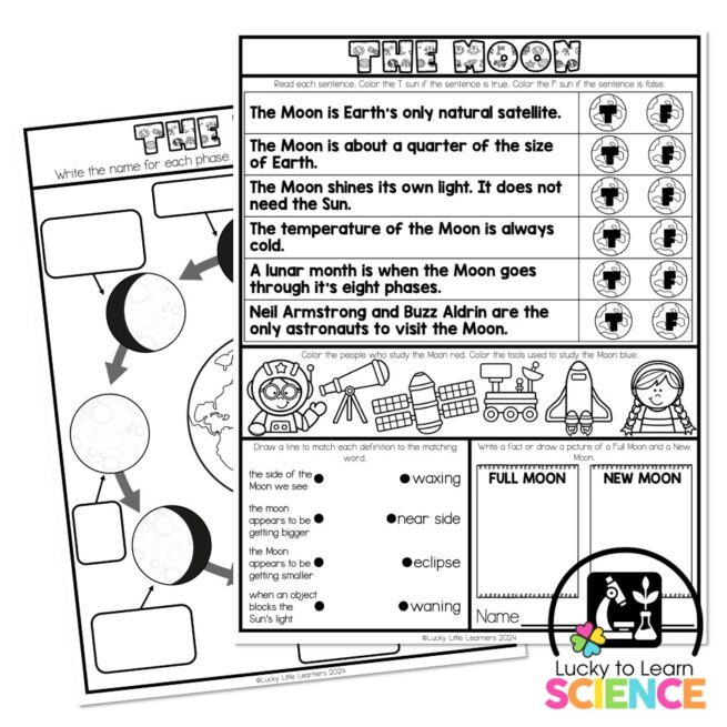 Lucky to Learn Science - The Moon - One-Pager - Lucky Little Learners