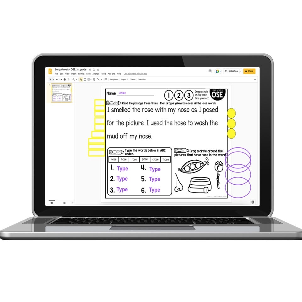 Digital 1st Grade Phonics Mats - Long Vowels - OSE - Lucky Little Learners