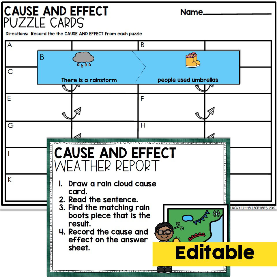 Editable - 2nd Grade Reading Center - Cause and Effect - Lucky Little ...