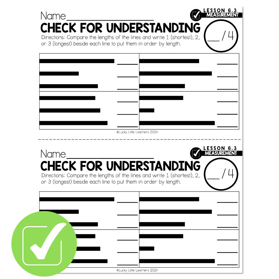 Lucky to Learn Math - 1st Grade - Lesson 6.3 - Comparing Lengths ...