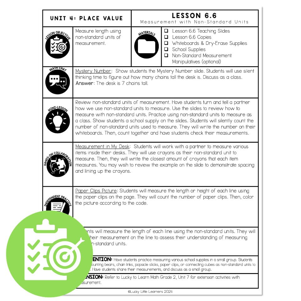 Lucky to Learn Math - 1st Grade - Lesson 6.6 - Non-Standard Measurement ...