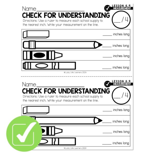Lucky to Learn Math - 1st Grade - Lesson 6.9 - Measurement with a Ruler ...
