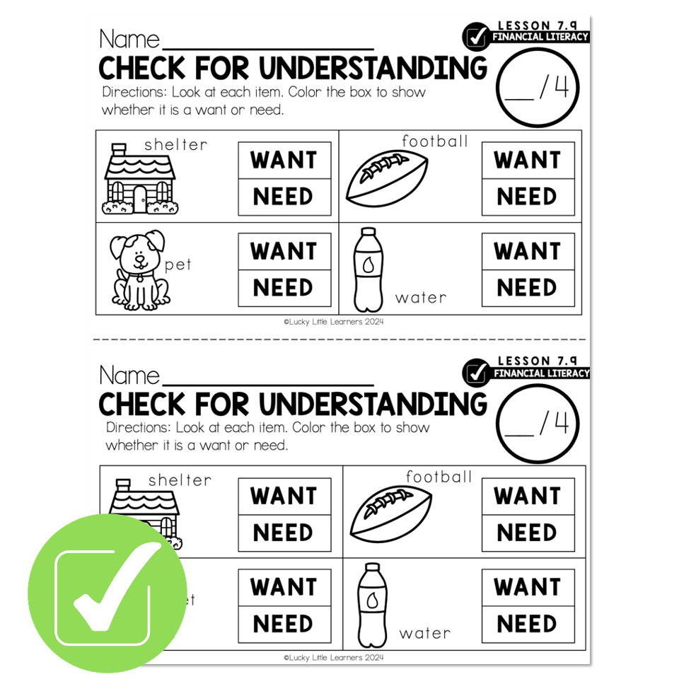 Lucky to Learn Math - 1st Grade - Lesson 7.9 - Financial Literacy ...