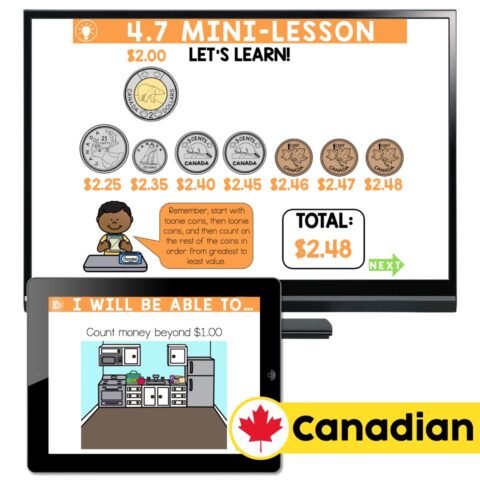 Lucky to Learn Math - Canadian Money - Count Money Beyond A Loonie ...