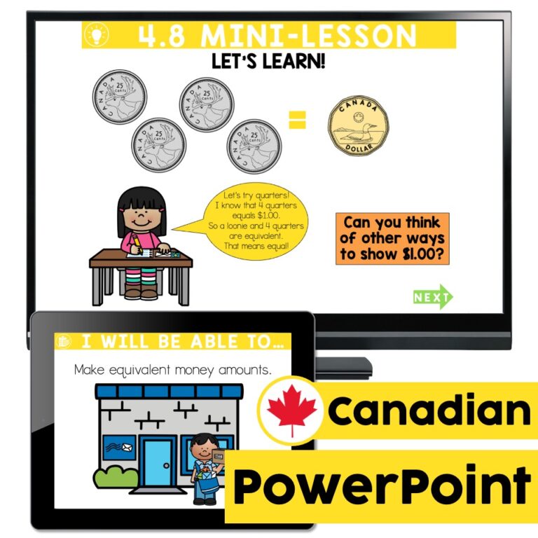 Lucky to Learn Math - Canadian Money - Equivalent Money Amounts ...