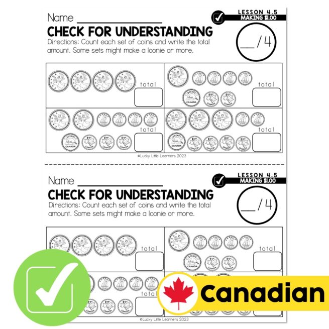 Lucky to Learn Math - Canadian Money - Make A Loonie - Lesson 4.5 ...