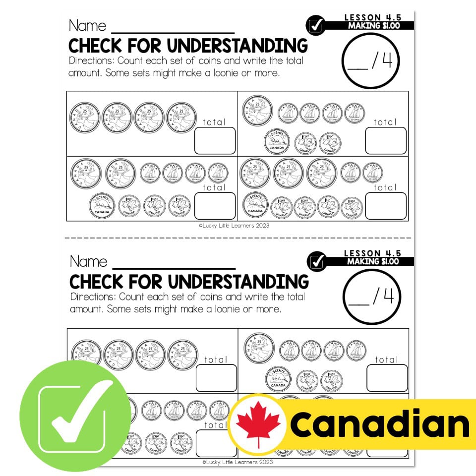 Lucky to Learn Math - Canadian Money - Make A Loonie - Lesson 4.5 ...