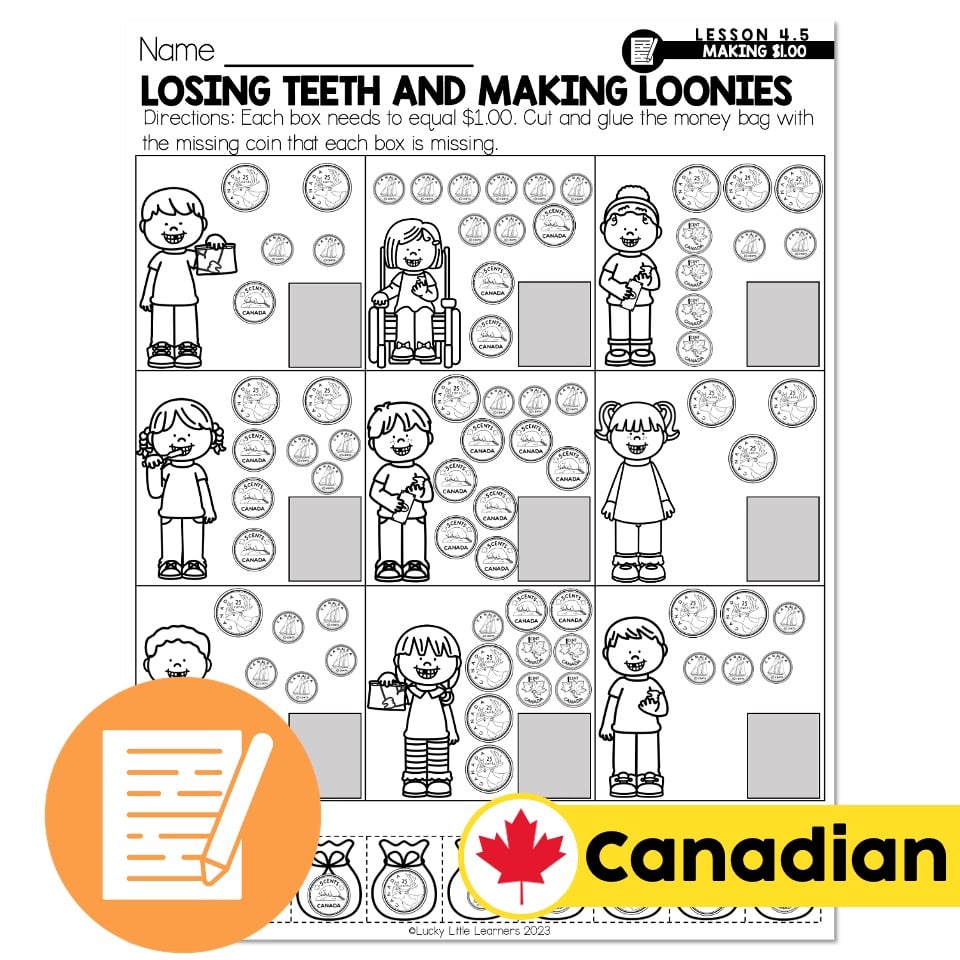 Lucky to Learn Math - Canadian Money - Make A Loonie - Lesson 4.5 ...