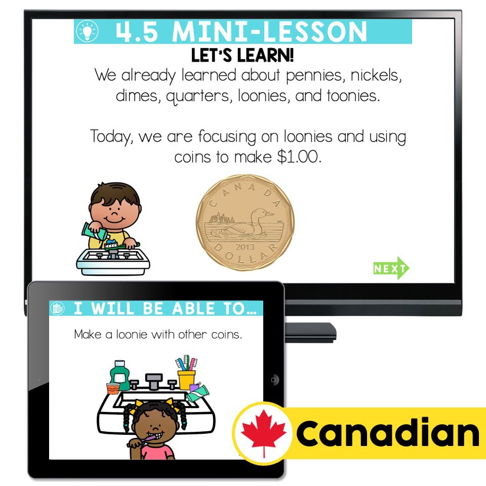 Lucky to Learn Math - Canadian Money - Make A Loonie - Lesson 4.5 ...