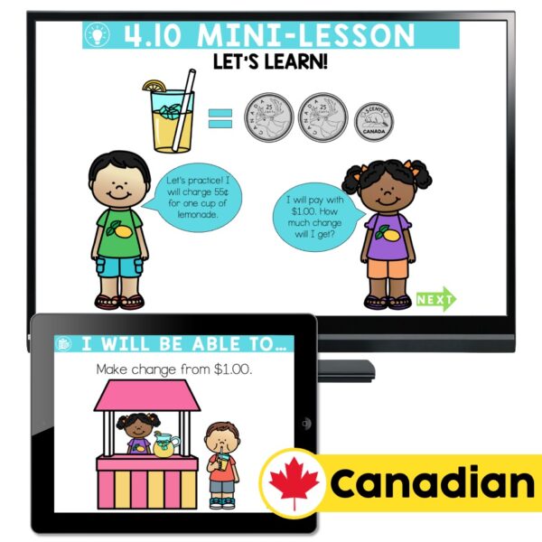 Lucky to Learn Math - Canadian Money - Make Change From $1 - Lesson 4. ...