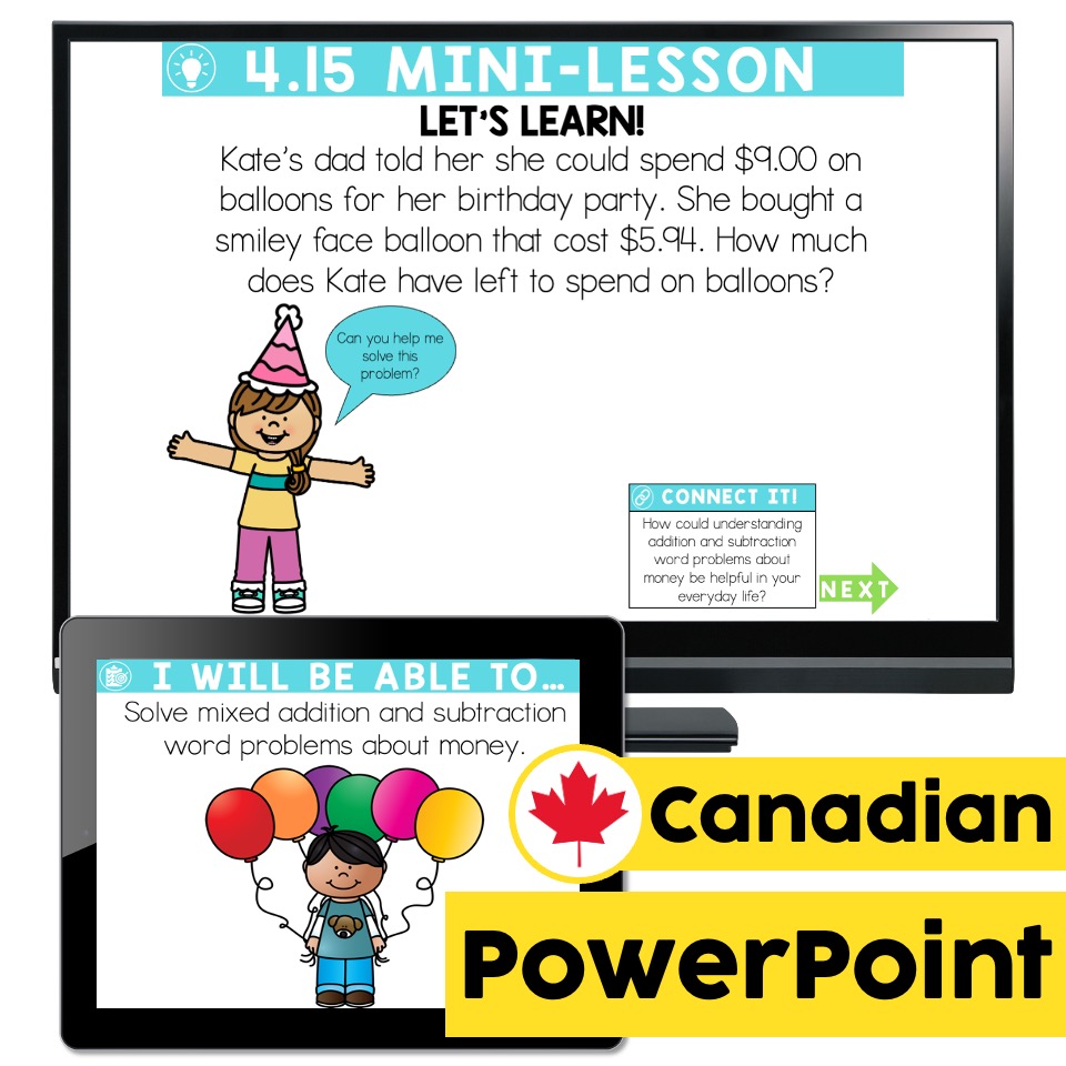 Lucky to Learn Math - Canadian Money - Mixed Addition and Subtraction ...