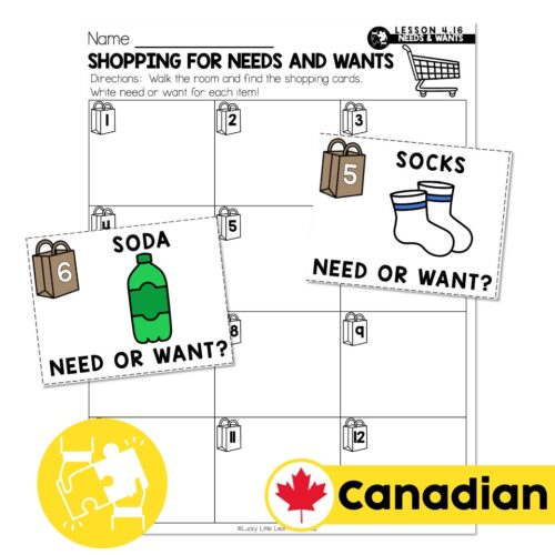 Lucky to Learn Math - Canadian Money - Needs and Wants - Lesson 4.16 ...