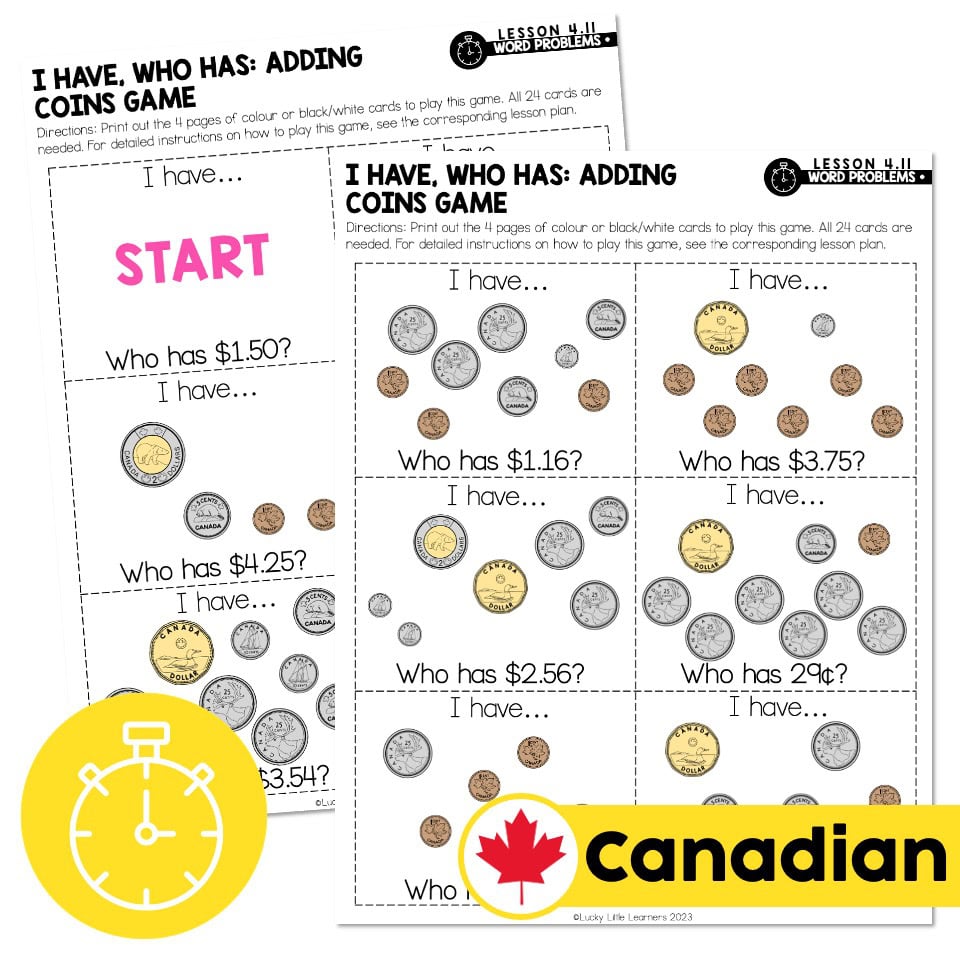 Lucky to Learn Math - Canadian Money - One Step Addition Money Word ...