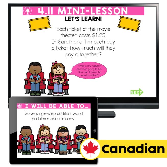 Lucky to Learn Math - Canadian Money - One Step Addition Money Word ...