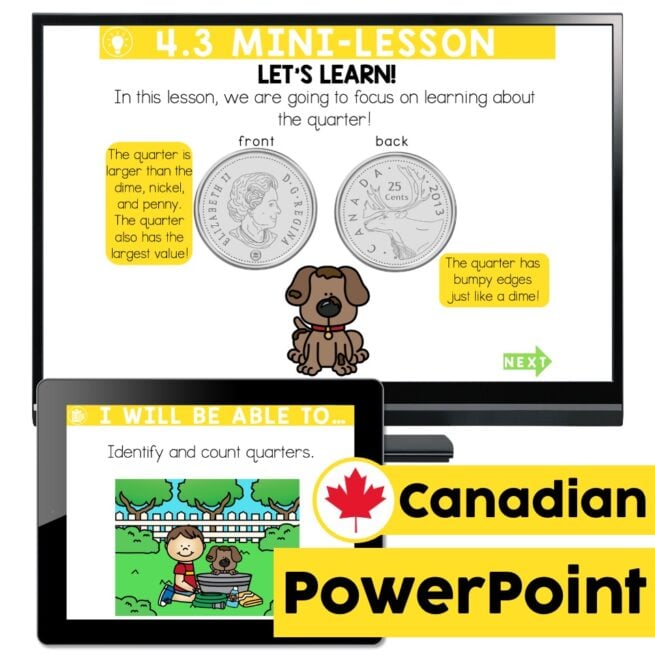 Lucky to Learn Math - Canadian Money - Quarters - Lesson 4.3 - Teaching ...
