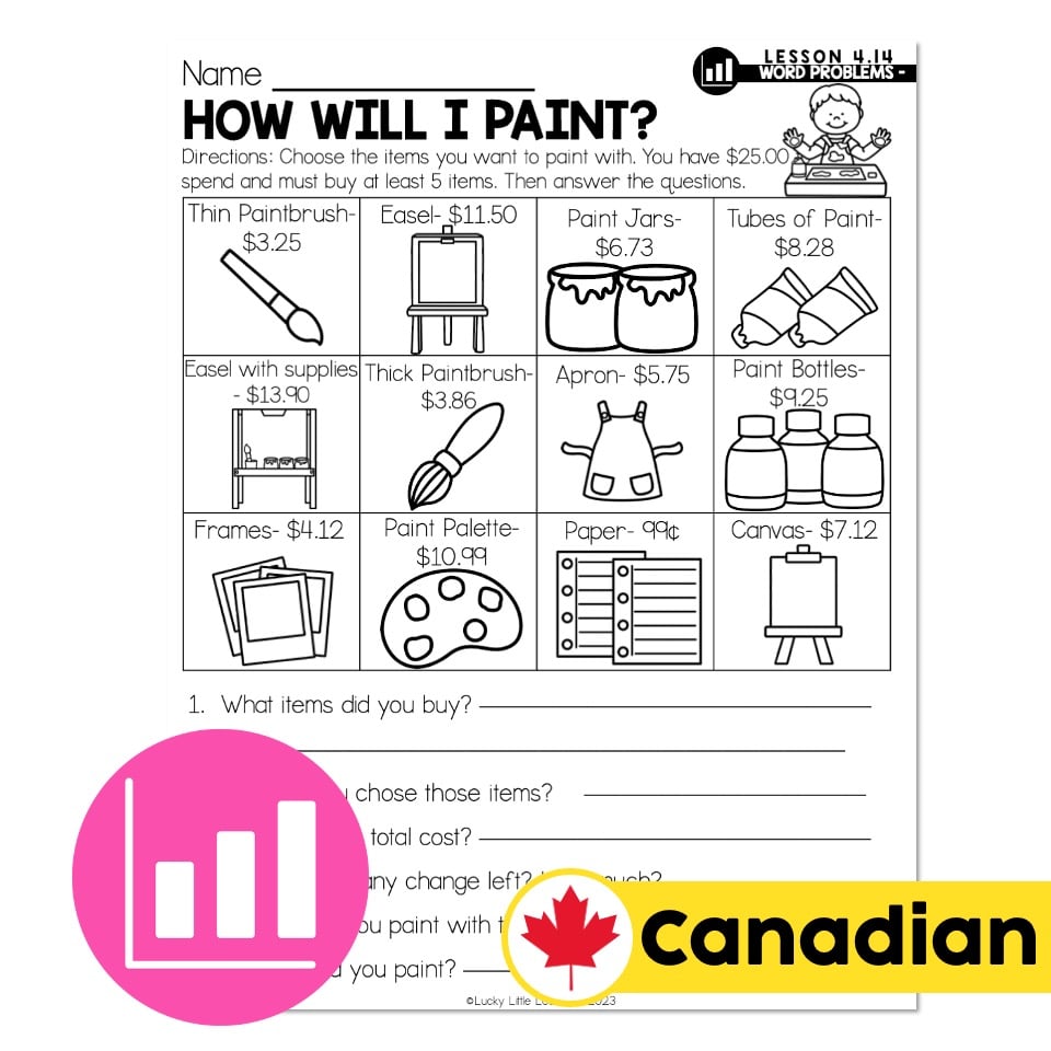 Lucky to Learn Math - Canadian Money - Two Step Subtraction Money Word ...