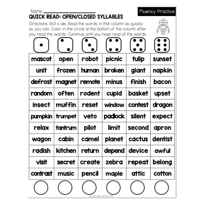 Lucky to Learn Phonics - Syllables - Open and Closed Syllables - Quick ...
