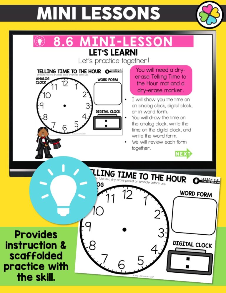 1st Grade Telling Time Unit - Lucky Little Learners