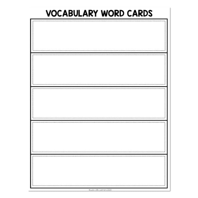 Vocabulary Activities - Word Cards - Lucky Little Learners