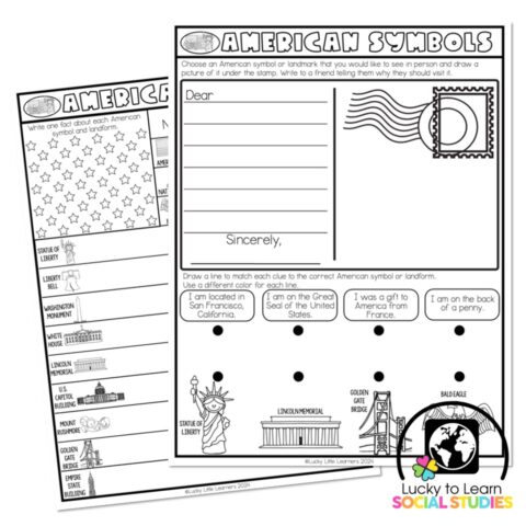 Lucky to Learn Social Studies - American Symbols and Landmarks - One ...