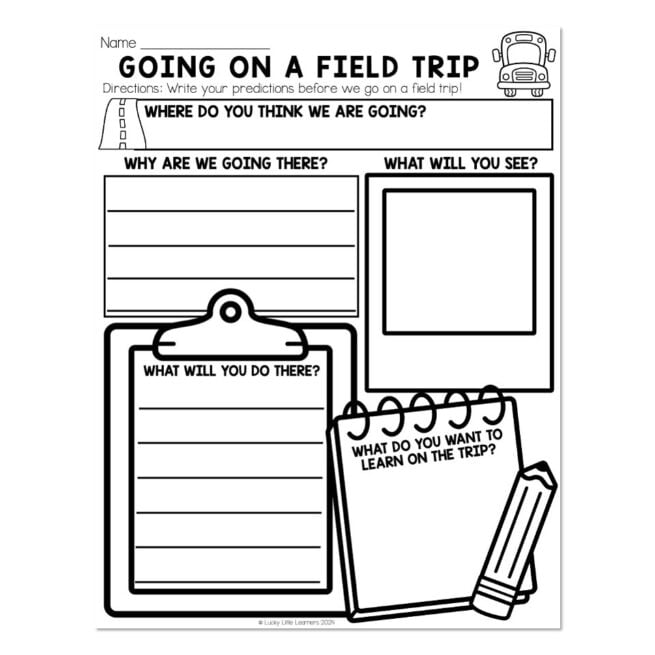 Before Field Trip Worksheet - Going on a Field Trip - Lucky Little Learners
