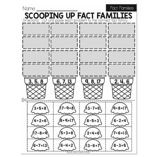 Spring - Early Finishers 1st Grade - Math - Fact Families - Scooping Up ...