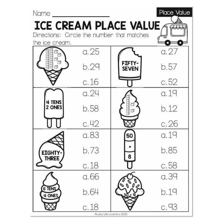 Summer - Early Finishers 1st Grade - Math - Place Value - Ice Cream ...