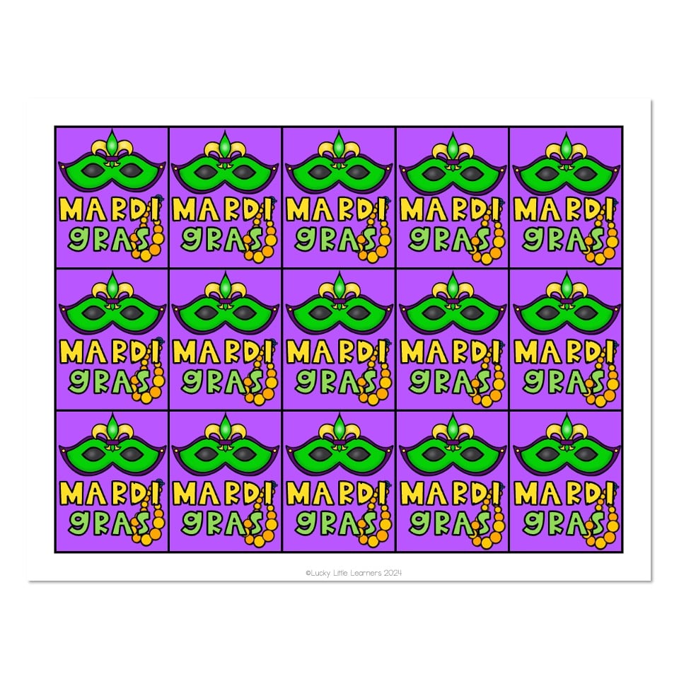 Brag Tags - Holidays - Mardi Gras - Lucky Little Learners