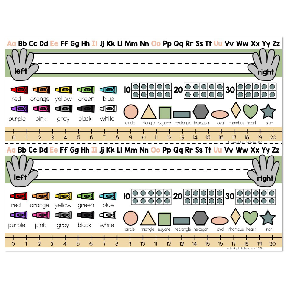 Classroom Setup - Visuals - Desk Plates - Muted Tones Version 1 - Lucky ...