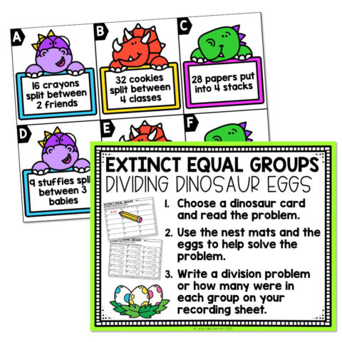 Dinosaur Transformation - Math Center - Equal Groups - Dividing ...