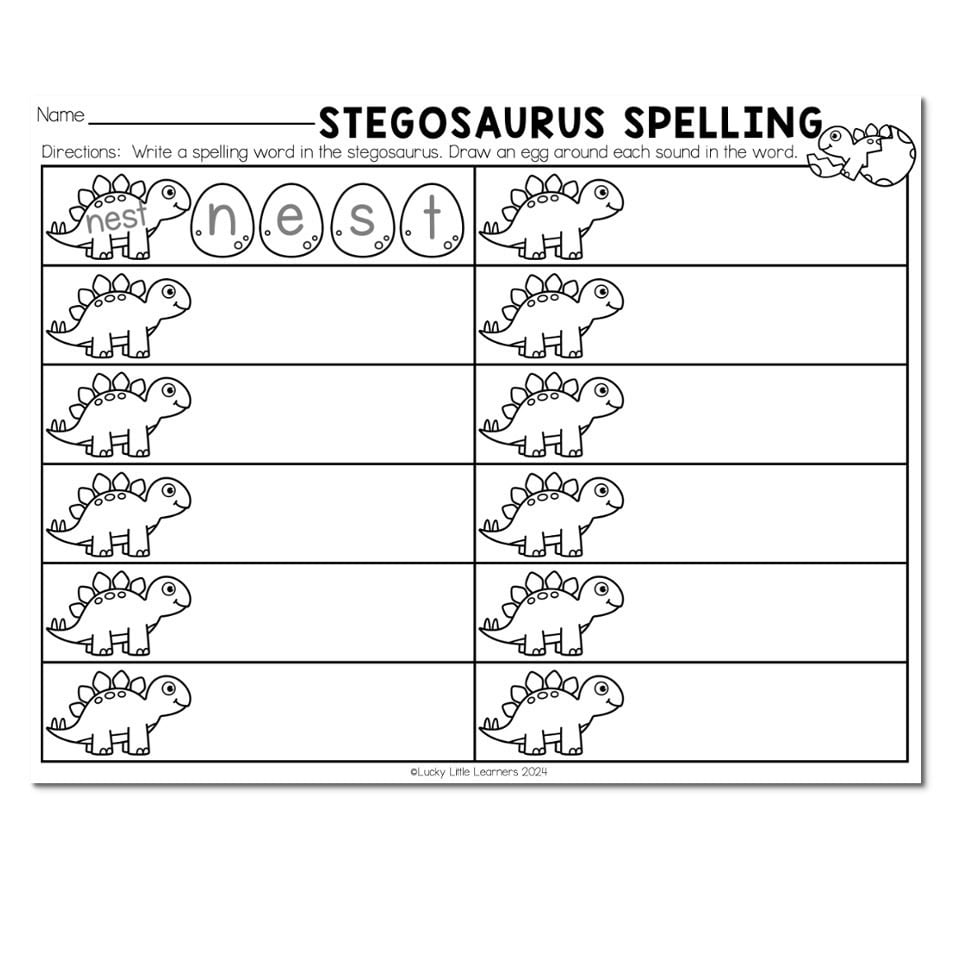 Dinosaur Transformation - Spelling - Stegosaurus Spelling - Lucky ...