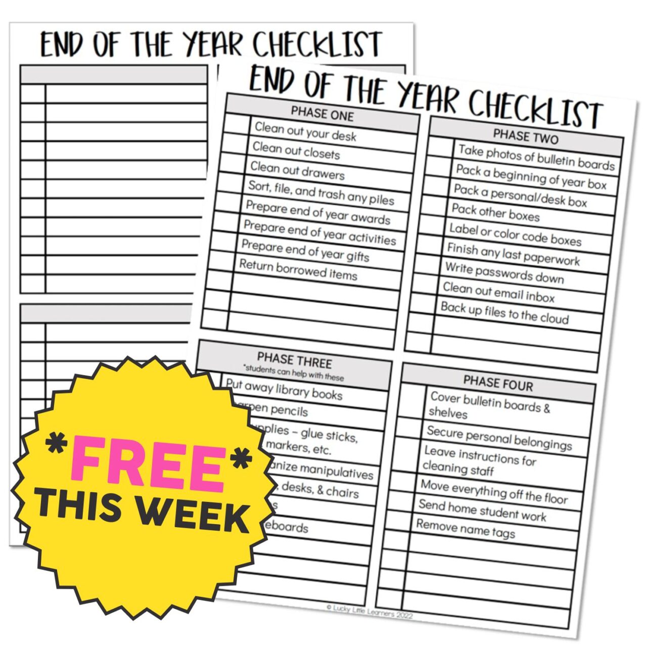 Spring Pack - End of Year - FREE End of the Year Checklist - Lucky ...