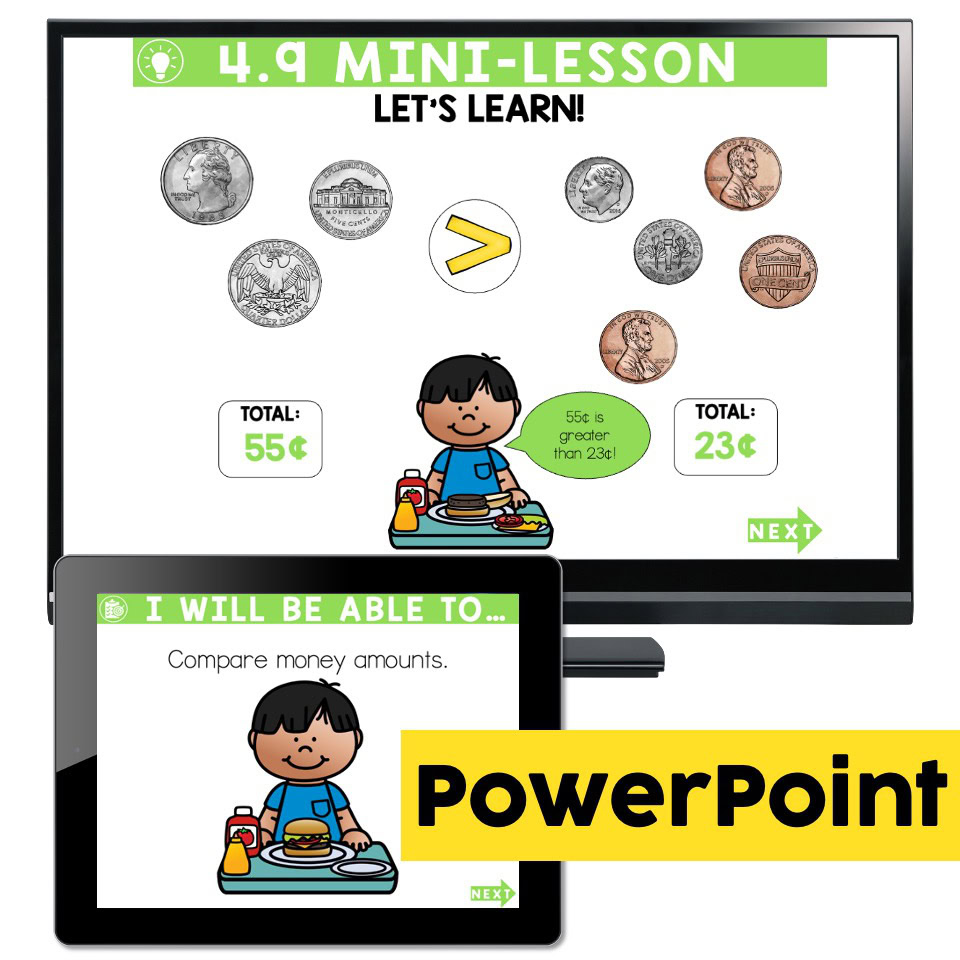 Lucky to Learn Math - Compare Money Amounts - Lesson 4.9 - Teaching ...