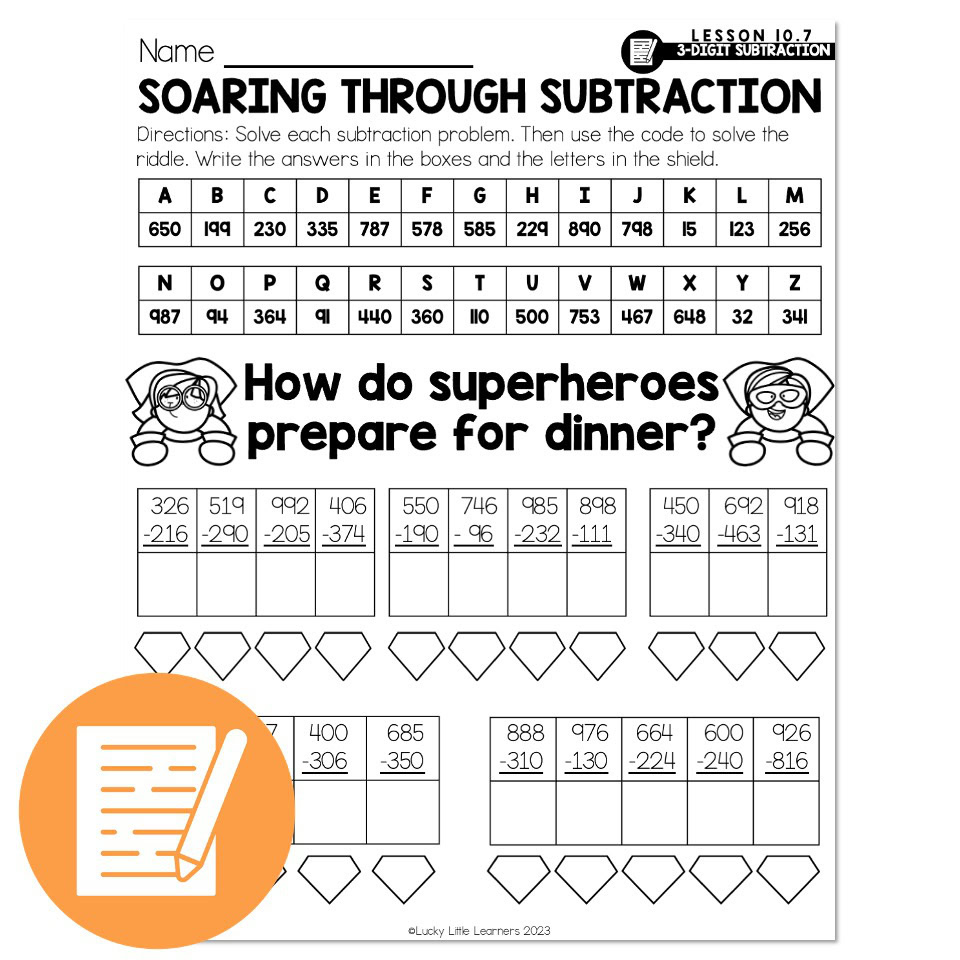 Lucky to Learn Math - Lesson 10.7 - 3-Digit Subtraction Review ...