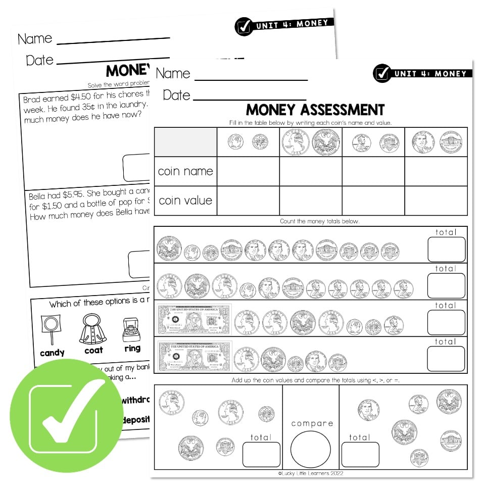 Lucky to Learn Math - Money and Personal Finance - Unit 4 - Assessment ...