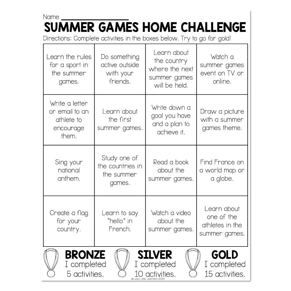 Summer Games - Summer Home Challenge - Lucky Little Learners
