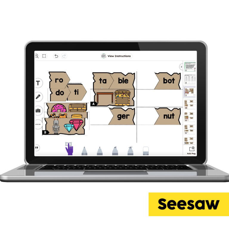Digital Seesaw - 2nd Grade Phonics Center - Two Syllable Words with ...
