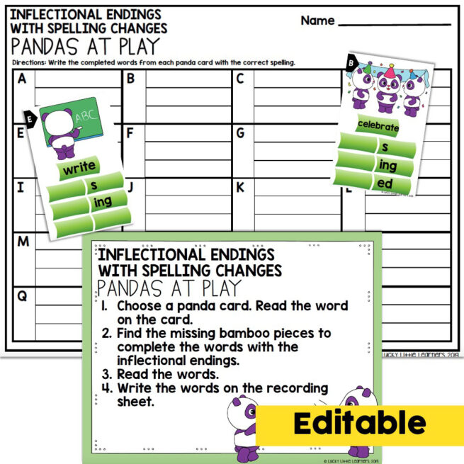 Editable - 2nd Grade Phonics Center - Inflectional Endings with ...