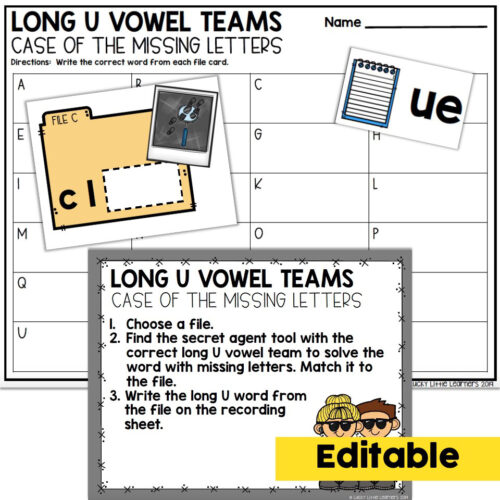 Editable - 2nd Grade Phonics Center - Long U Vowel Teams - Lucky Little ...