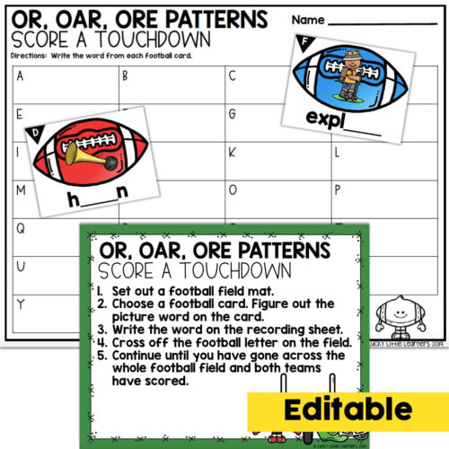 Editable - 2nd Grade Phonics Center - R-Controlled Vowels (OAR, ORE, OR ...