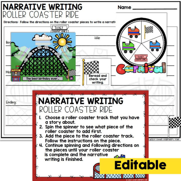 Editable - 2nd Grade Writing Center - Narrative Writing - Lucky Little ...