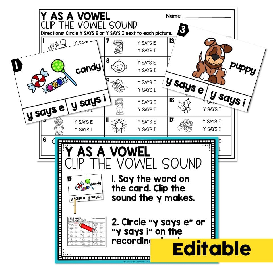 Editable - Lucky to Learn Phonics - Jobs of Y - 2nd Grade Phonics ...